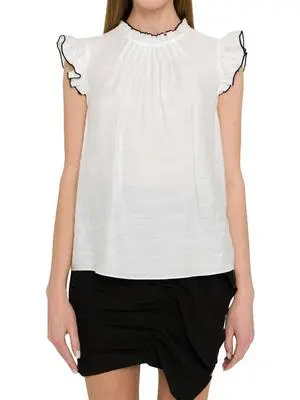 English Factory English Factory Flutter Sleeve Top White