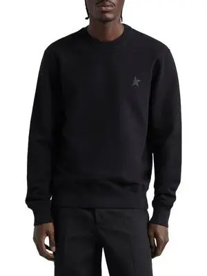 GOLDEN GOOSE Archibald Star Cotton Crewneck Sweatshirt - Black