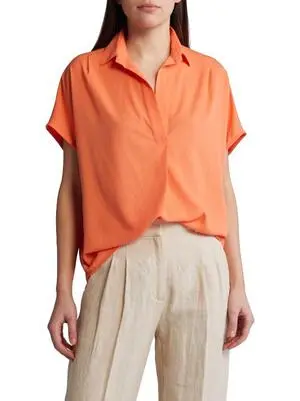 French Connection Popover Crepe Top - Coral