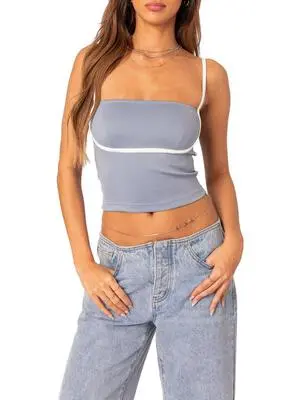EDIKTED Yang Contrast Strap Crop Camisole - Blue-and-white