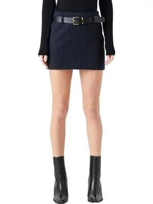 GREY LAB Pinstriped Mini Skirt - Dark Navy