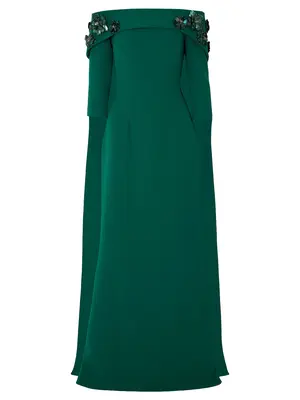 Safiyaa Bellara Embellished Stretch-crepe Gown - Green