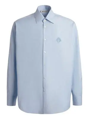 Bally Logo-embroidered Cotton Shirt - Blue