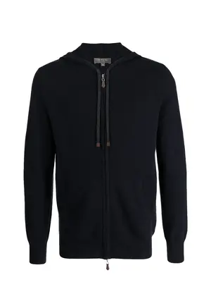 N.peal Zip-up Knit Cashmere Hoodie - Blue