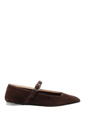Le Monde Beryl Buckled Suede Ballerina Shoes - Brown