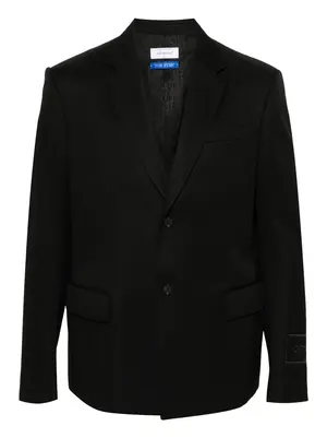Off-White Logo-embroidered Wool Blazer - Black