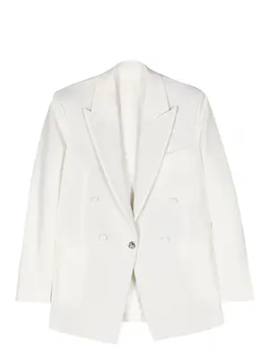 LANVIN Rose-button Single-breasted Blazer - White
