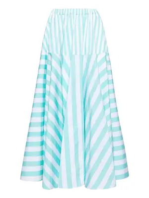 Patou Striped Cotton Maxi Skirt - Green