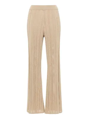 BY MALENE BIRGER Kiraz Flared Knit Trousers - Neutrals