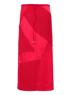 Cult Gaia Patchwork Midi Skirt - Red