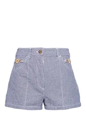 Patou Striped Denim Mini Shorts - Blue