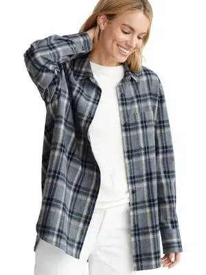 Jenni Kayne Flannel Boyfriend Shirt - Grey,plaid
