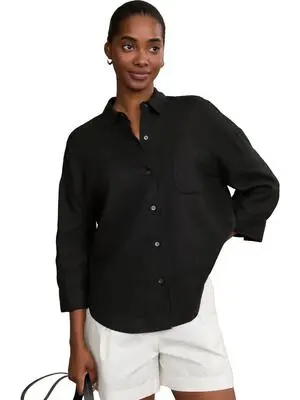 Jenni Kayne Linen Logan Shirt - Black