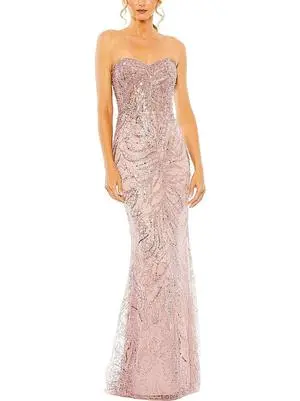 Mac Duggal Strapless Embellished Gown - Blush