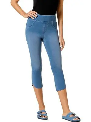 Hue Game Changing Tulip Hem Denim Leggings - Classic Light
