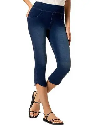 Hue Game Changing Tulip Hem Denim Leggings - Dark Rinse