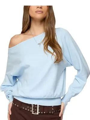 EDIKTED Off-shoulder Oversized Sweater - Light Blue