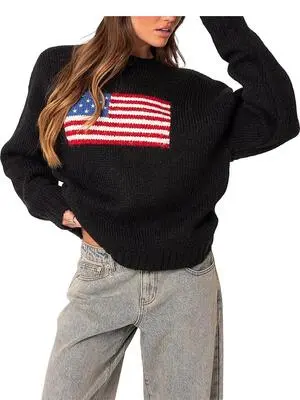 EDIKTED Usa Oversized Chunky Knit Sweater - Black