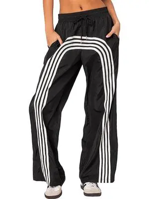 EDIKTED Wilda Striped Nylon Track Pants - Black And White