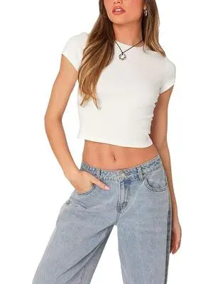 EDIKTED Better Basics Cropped Tee - White
