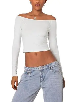 EDIKTED Tahlia Off Shoulder Top - White