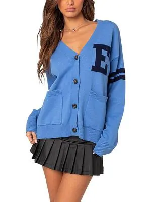 EDIKTED Emmett Oversized Cardigan - Blue