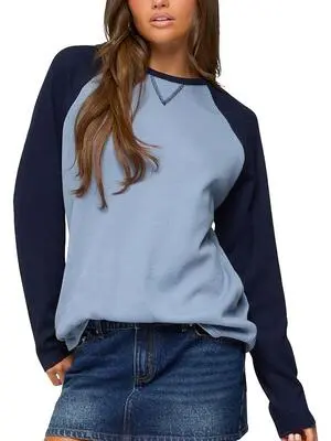 EDIKTED Oversized Waffle Top - Blue