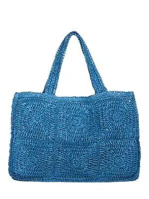 Aqua Straw Tote Blue