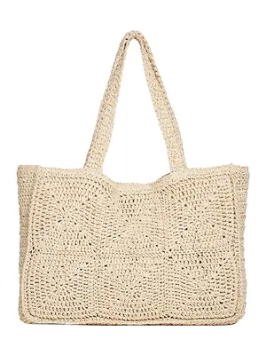 Aqua Straw Tote Natural