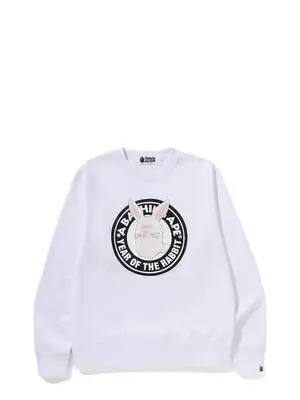 A BATHING APE Year Of The Rabbit Ape Head Crewneck Sweatshirt - White