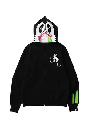 A BATHING APE Full Zip Panda Hoodie Black