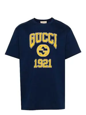 Gucci Logo Print T-shirt Navy Blue