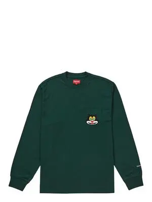 Supreme Cat Long Sleeve Pocket Tee Shirt - Dark Green
