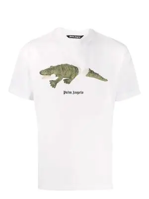 Palm Angels Croco Graphic Tee Shirt - White