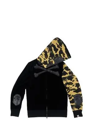 BAPE MMJ 1st Camo Skull Velvet Hoodie Black/yellow