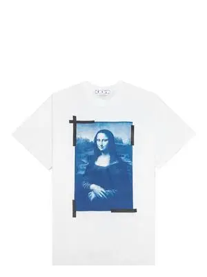 Off-White Off Mona Lisa Print Logo Oversized T-shirt - White/blue/black