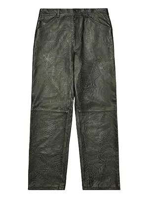 SP5DER Debossed Web Leather Pant - Black