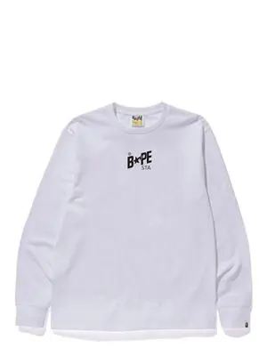 A BATHING APE Sta Illustration Long Sleeve Tee Shirt - White