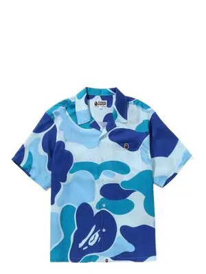 A BATHING APE Abc Camo Open Collar Shirt - Blue