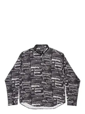 Balenciaga Logo-print Long-sleeves Shirt - Black