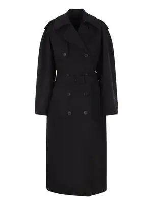 BALENCIAGA Pussy-Bow Double-Breasted Trench Coat