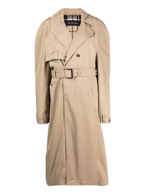 Balenciaga Belted Trench Coat - Neutrals
