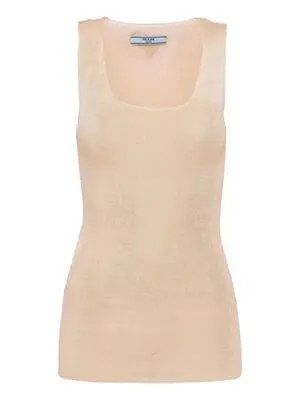 Prada Cotton Ribbed Tank Top - Neutrals