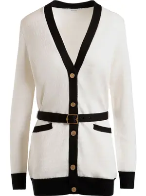 Bally Monogram-jacquard Belted Cardigan - Neutrals