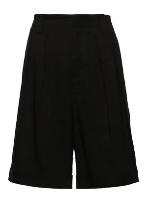Lorena Antoniazzi Pleat-detail Linen-blend Shorts - Black
