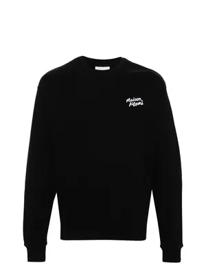 Maison Kitsuné Logo-embroidered Cotton Sweatshirt - Black