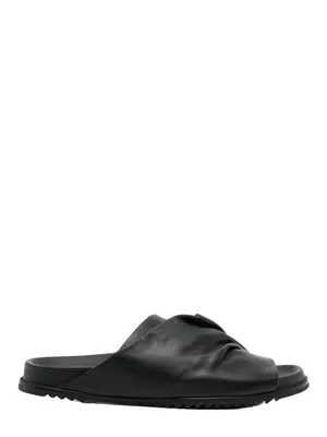 Rick Owens Morbius Granola Leather Sliders - Black