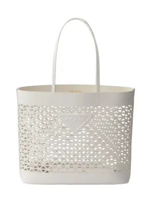 PRADA Leather Logo-Perforated Tote Bag