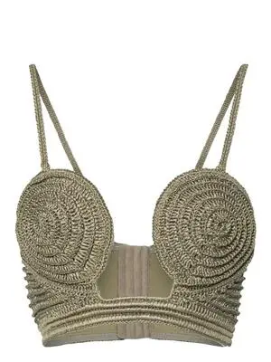 Cult Gaia Viviana Crochet Bustier - Green