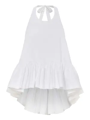 AZLEE Winston Poplin Halterneck Top - White